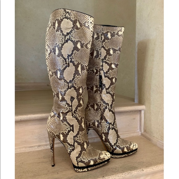 Casadei | Shoes | Casadei Python Knee High Boots | Poshmark